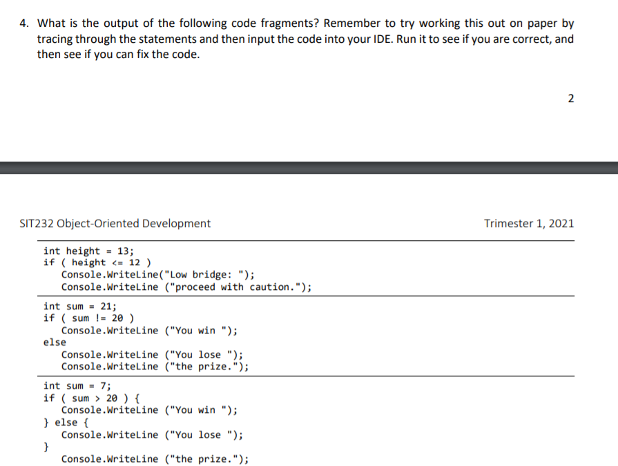 Solved 3. Find all existing issues with the code snippets | Chegg.com