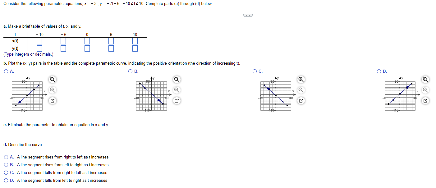 Solved Consider the following parametric equations, | Chegg.com