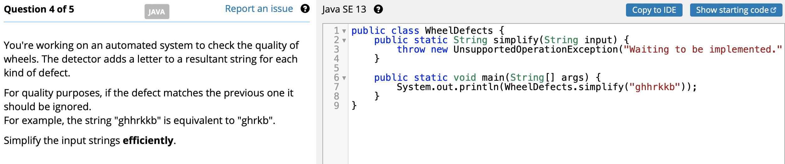 Solved Simplify the input strings efficiently. | Chegg.com