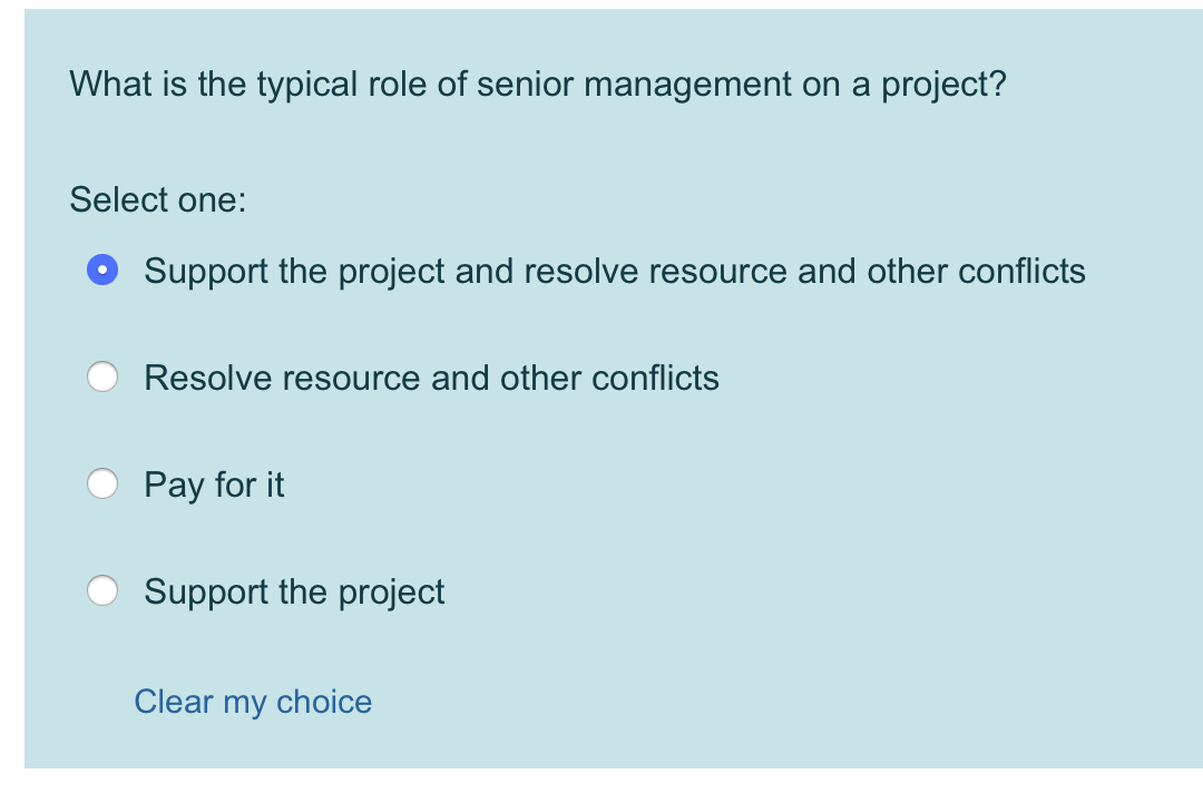 Solved What is the typical role of senior management on a | Chegg.com