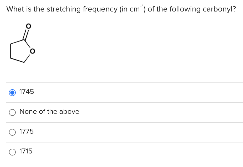 Solved What is the stretching frequency (in cm-") of the | Chegg.com