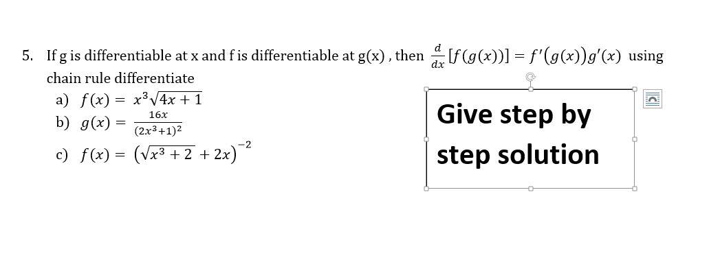 Solved en 5. Ifg is differentiable at x and fis | Chegg.com
