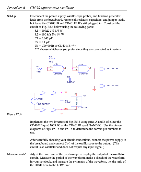 Solved Procedure 6 Set-Up CMOS square wave oscillator | Chegg.com