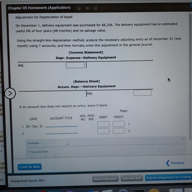 Solved Chapter 05 Homework (Application) Adjustment for | Chegg.com
