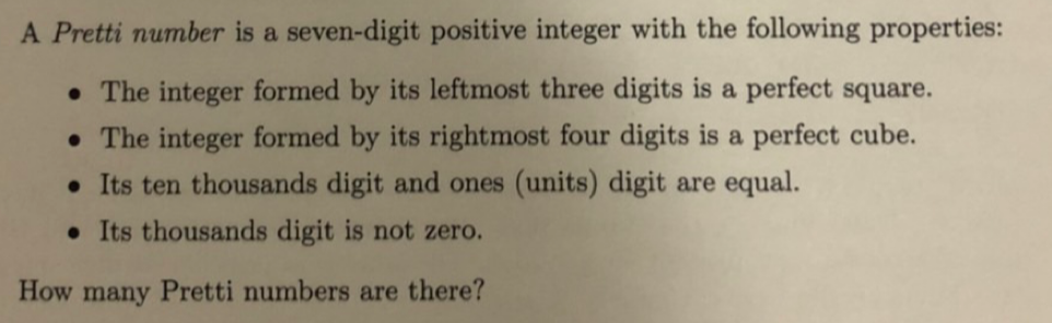 Solved A Pretti number is a seven-digit positive integer | Chegg.com