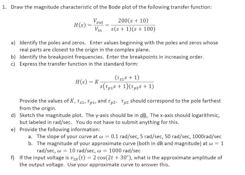 Solved Draw the magnitude characteristic of the Bode plot of | Chegg.com