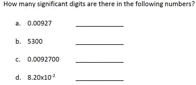 Solved How many significant digits are there in the | Chegg.com