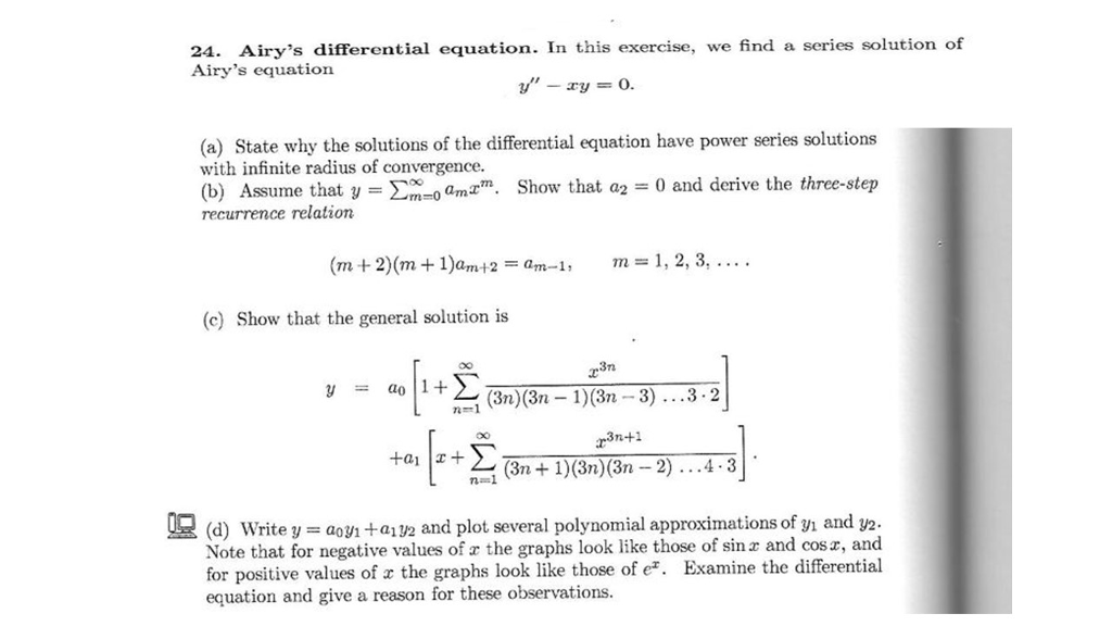 Solved 24. Airy's differential equation. In this exercise, | Chegg.com