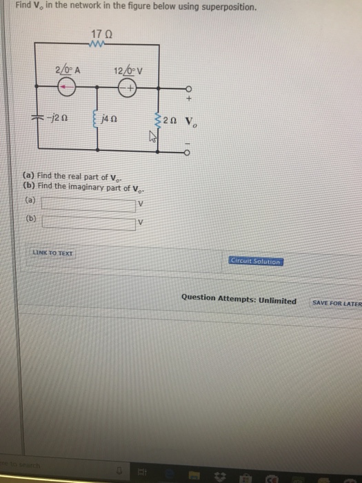 Solved Find Vo in the network in the figure below using | Chegg.com