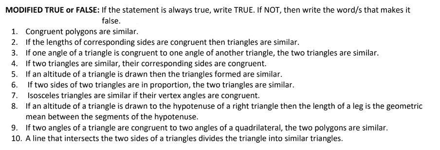 Solved MODIFIED TRUE or FALSE: If the statement is always | Chegg.com