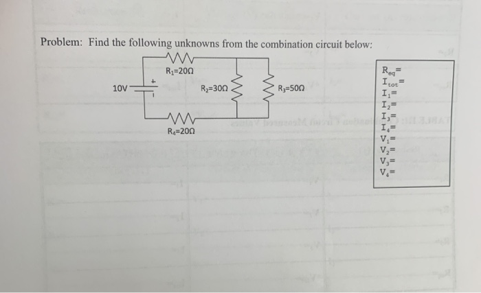Solved Problem: Find the following unknowns from the | Chegg.com