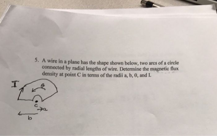 Solved A wire in a plane has the shape shown below, two arcs | Chegg.com