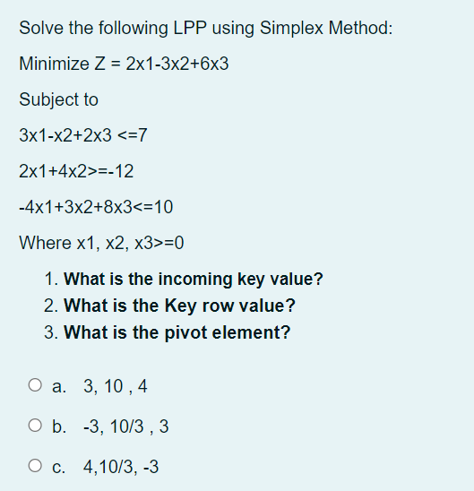 Solved Solve the following LPP using Simplex Method: | Chegg.com