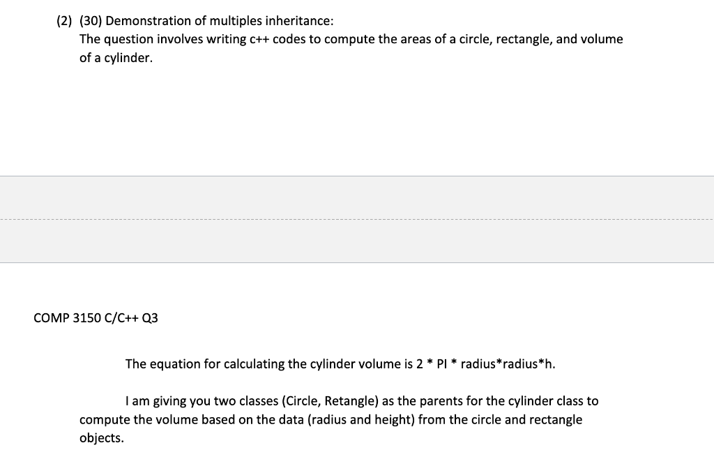 Solved (2) (30) Demonstration of multiples inheritance: The | Chegg.com