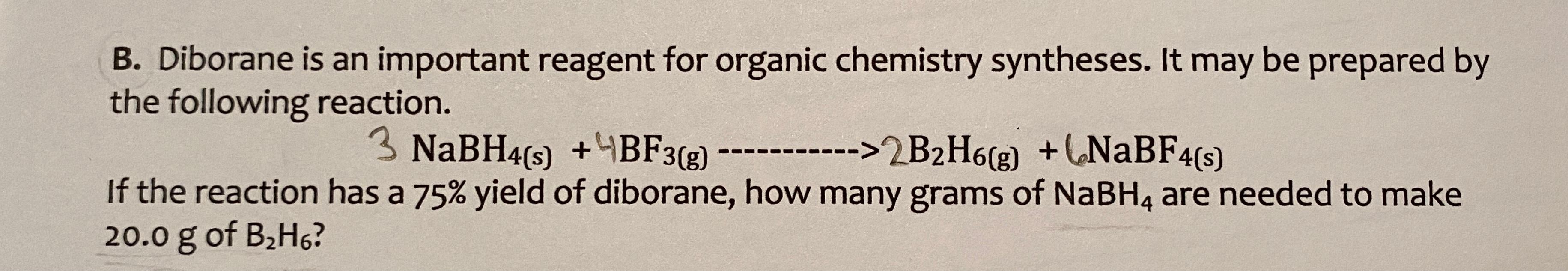 Solved B. Diborane is an important reagent for organic | Chegg.com