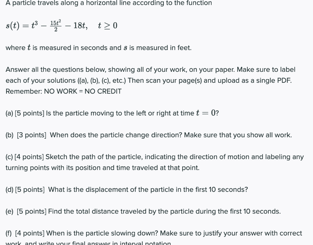 Solved A particle travels along a horizontal line according | Chegg.com