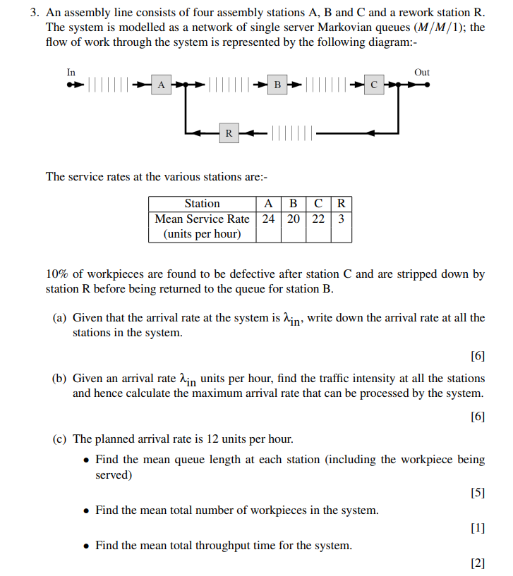 3. An assembly line consists of four assembly | Chegg.com