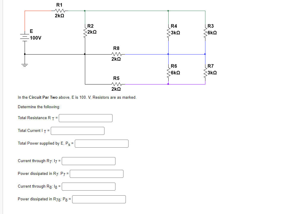 Solved Power dissipated in R7:P7= Current through R8:I8= | Chegg.com