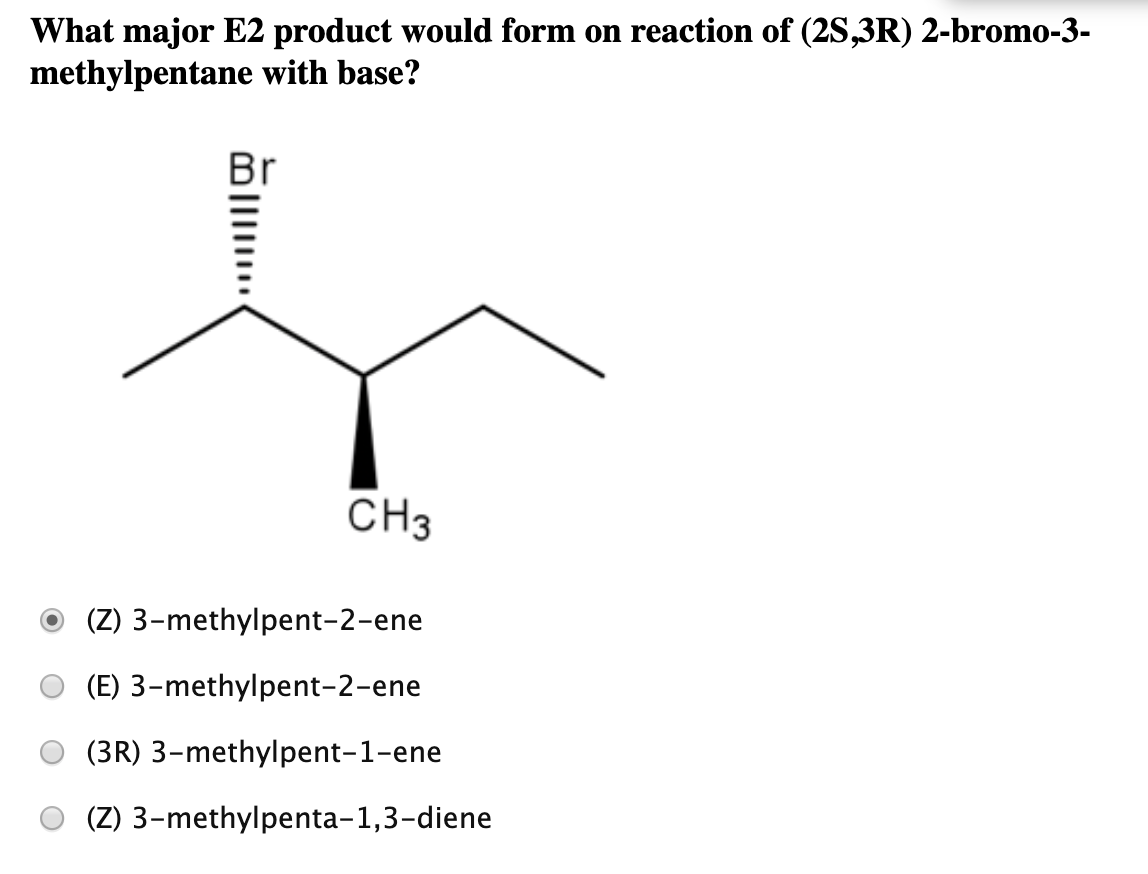 Solved What major E2 product would form on reaction of | Chegg.com