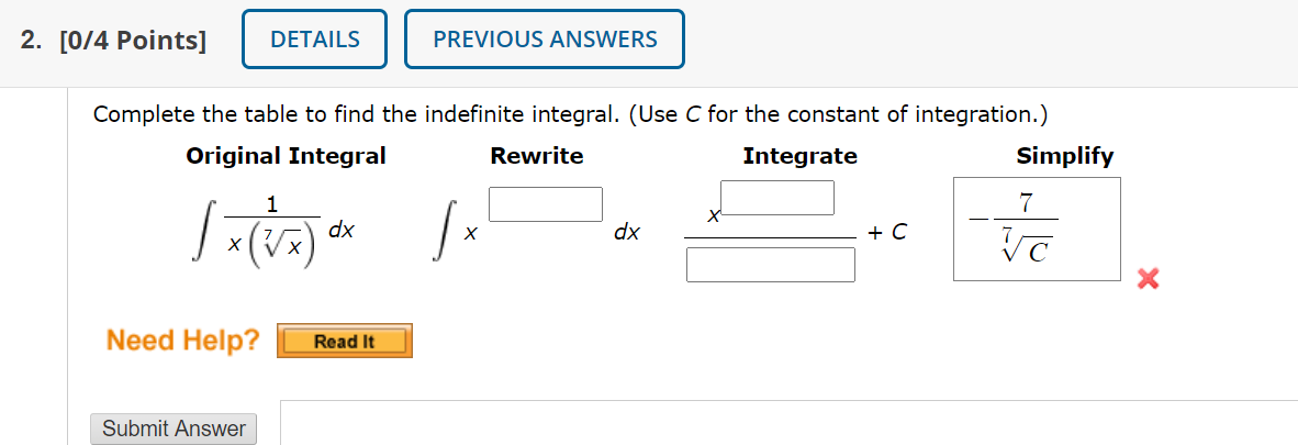 Solved 2. [0/4 Points] DETAILS PREVIOUS ANSWERS Complete the | Chegg.com