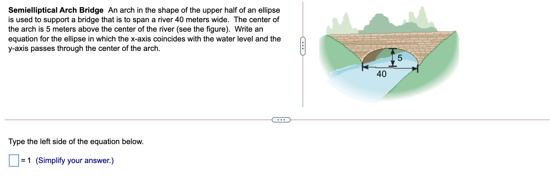 Solved Semielliptical Arch Bridge An arch in the shape of | Chegg.com