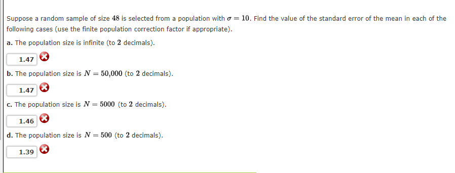 Solved Suppose a random sample of size 48 is selected from a | Chegg.com