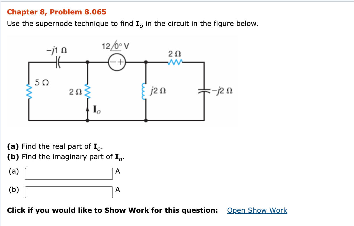 Solved Chapter 8, Problem 8.065 Use the supernode technique | Chegg.com