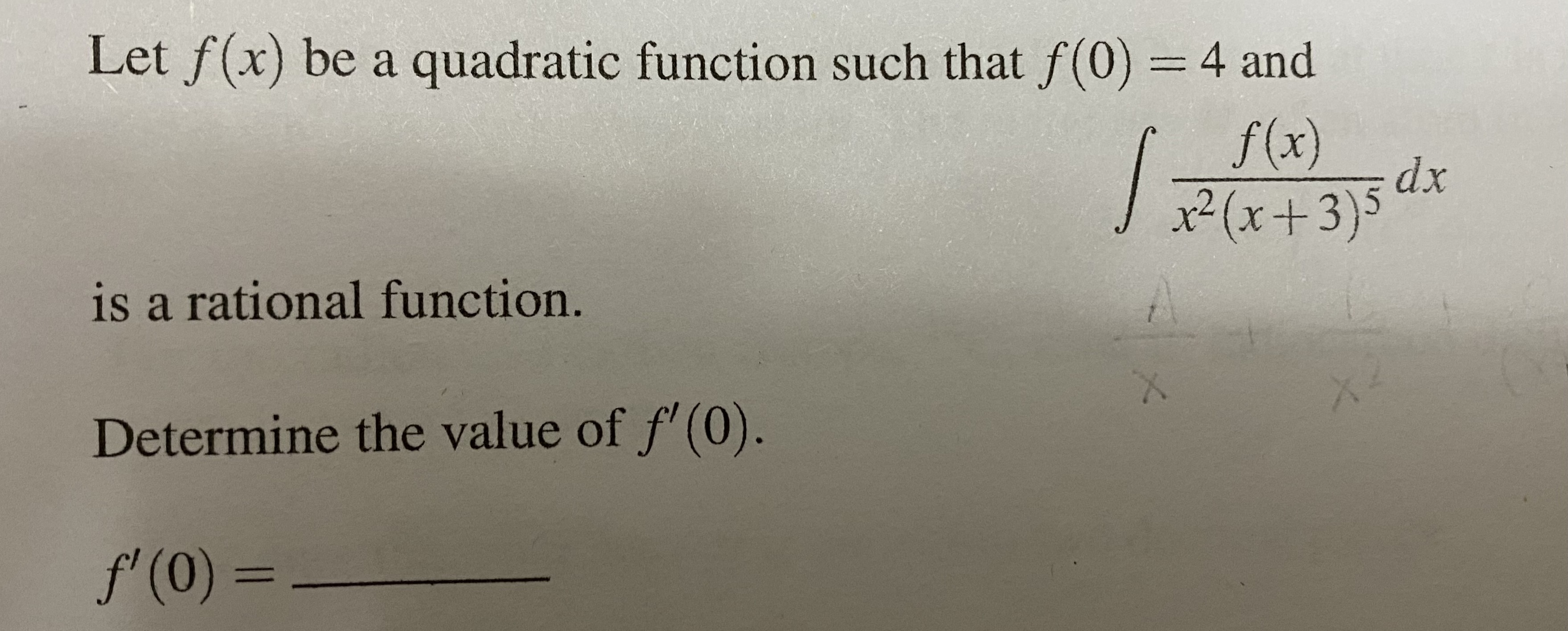 Solved Let f(x) be a quadratic function such that f(0)=−4 | Chegg.com