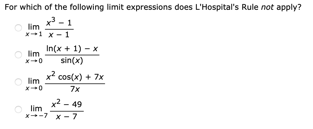 Solved For which of the following limit expressions does | Chegg.com