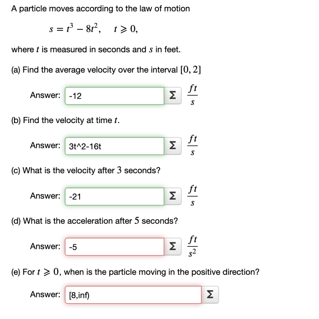 Solved A particle moves according to the law of motion S = | Chegg.com