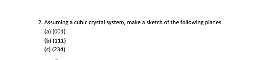 Solved 2. Assuming a cubic crystal system, make a sketch of | Chegg.com