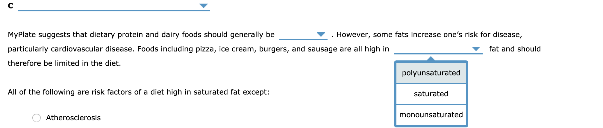 Solved Choose the food items that would most likely comprise | Chegg.com