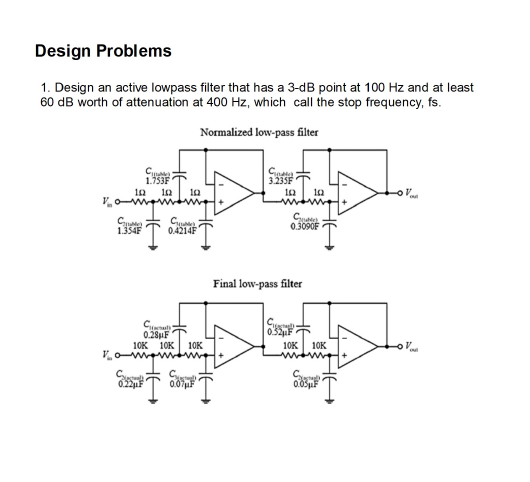 Design Problems 1. Design an active lowpass filter | Chegg.com