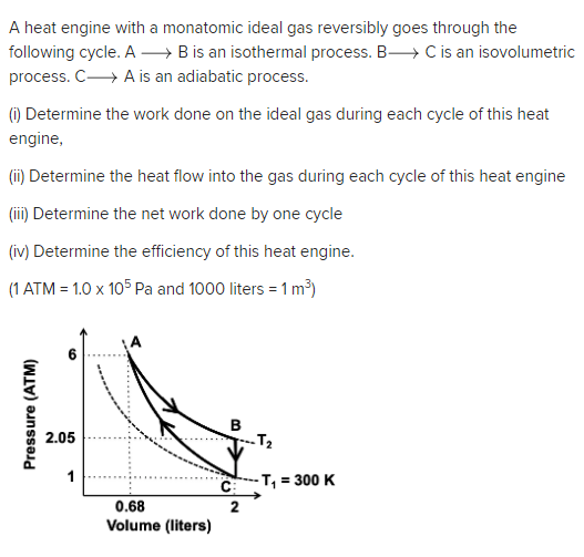 Solved A heat engine with a monatomic ideal gas reversibly | Chegg.com