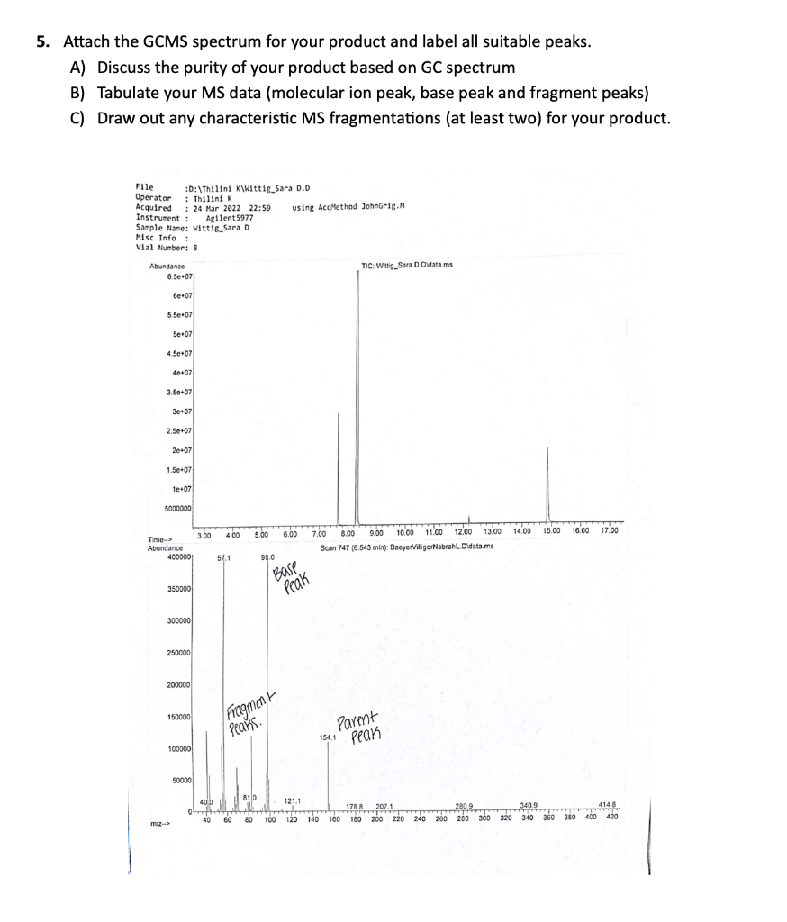 5. Attach the GCMS spectrum for your product and | Chegg.com