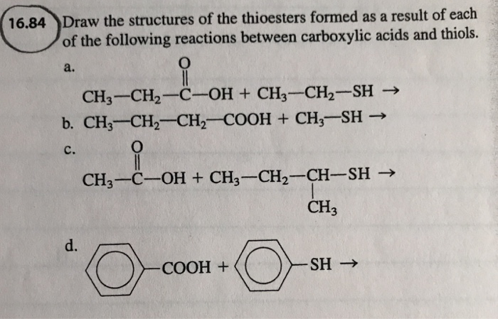Solved Draw the structures of the thioesters formed as a | Chegg.com