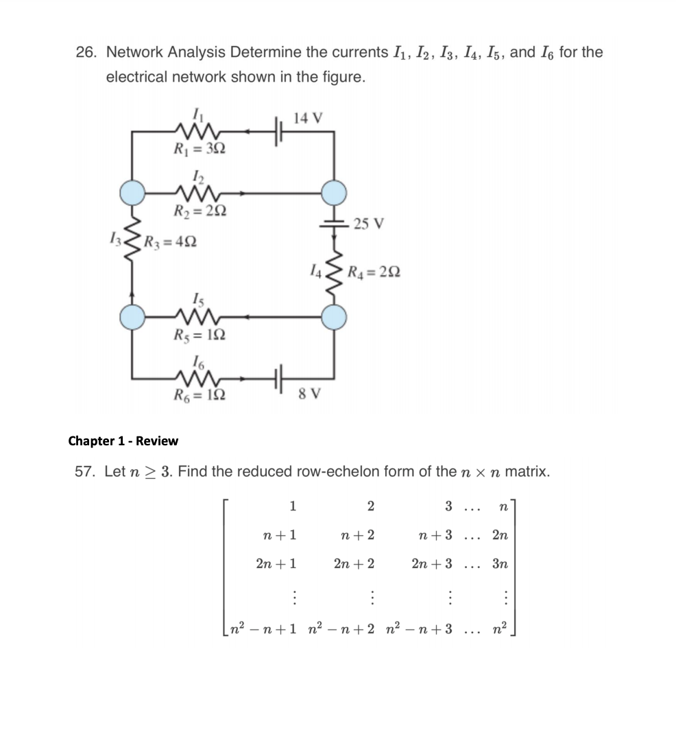 Solved 26. Network Analysis Determine the currents 11, 12, | Chegg.com