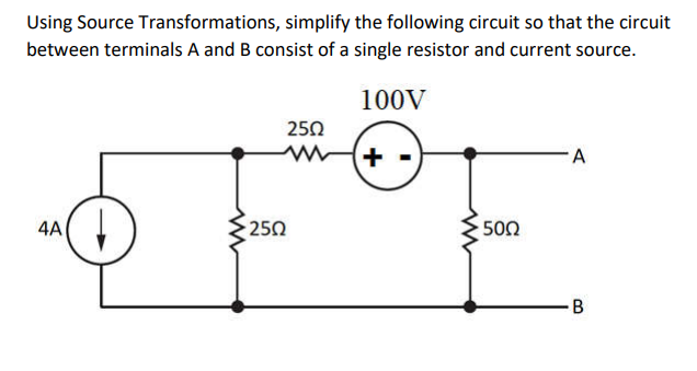 Using Source Transformations, simplify the following | Chegg.com