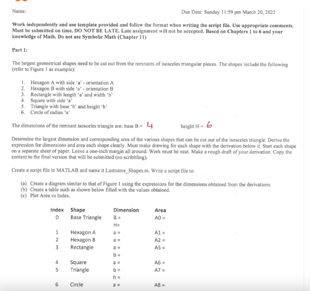 Name: Due Date: Sunday 11:59 pm March 20, 2022 Work | Chegg.com