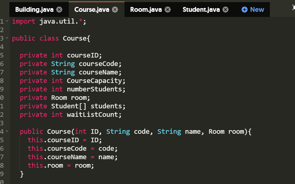 Solved -courseID: int -courseCode: String -courseName: | Chegg.com