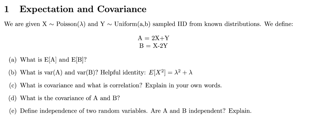 Solved 1 Expectation And Covariance We Are Given X ~