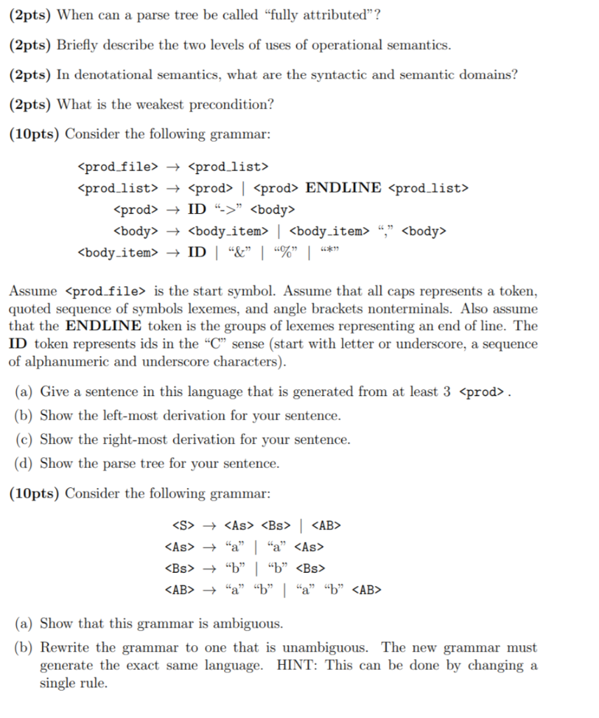 Solved (2pts) When can a parse tree be called “fully | Chegg.com