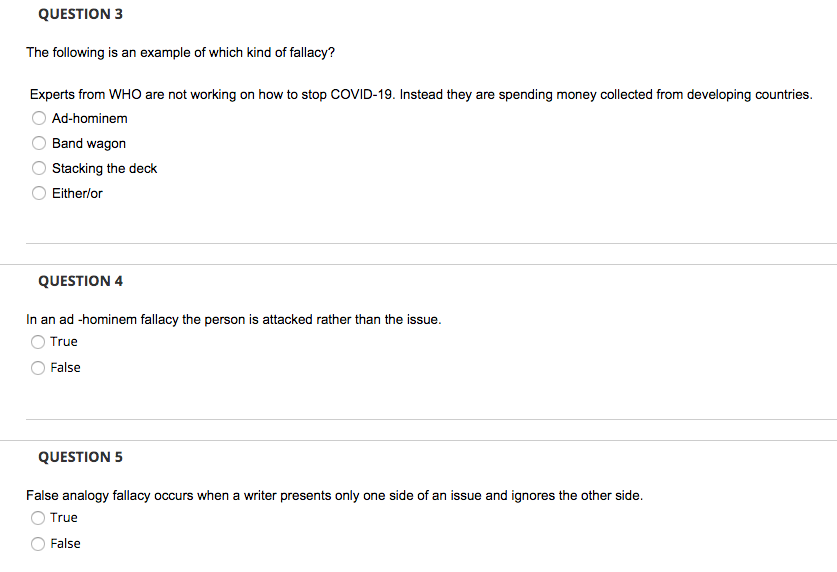 Solved QUESTION 1 A logical fallacy refers to errors in | Chegg.com