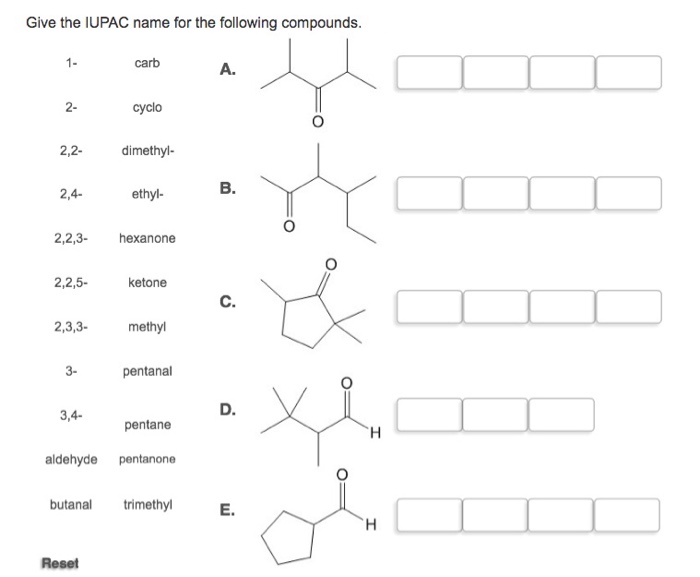 Solved Give the IUPAC name for the following compounds. carb | Chegg.com