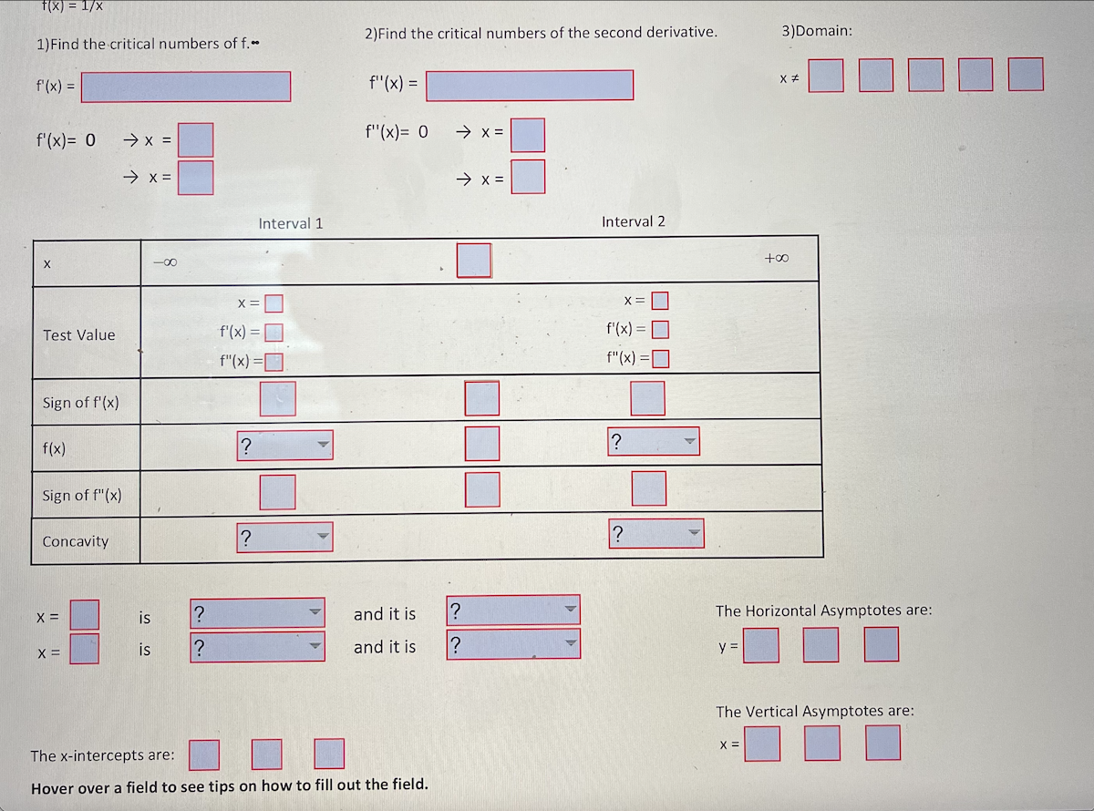 Solved 1) Find the critical numbers of f. ∞ 2)Find the | Chegg.com