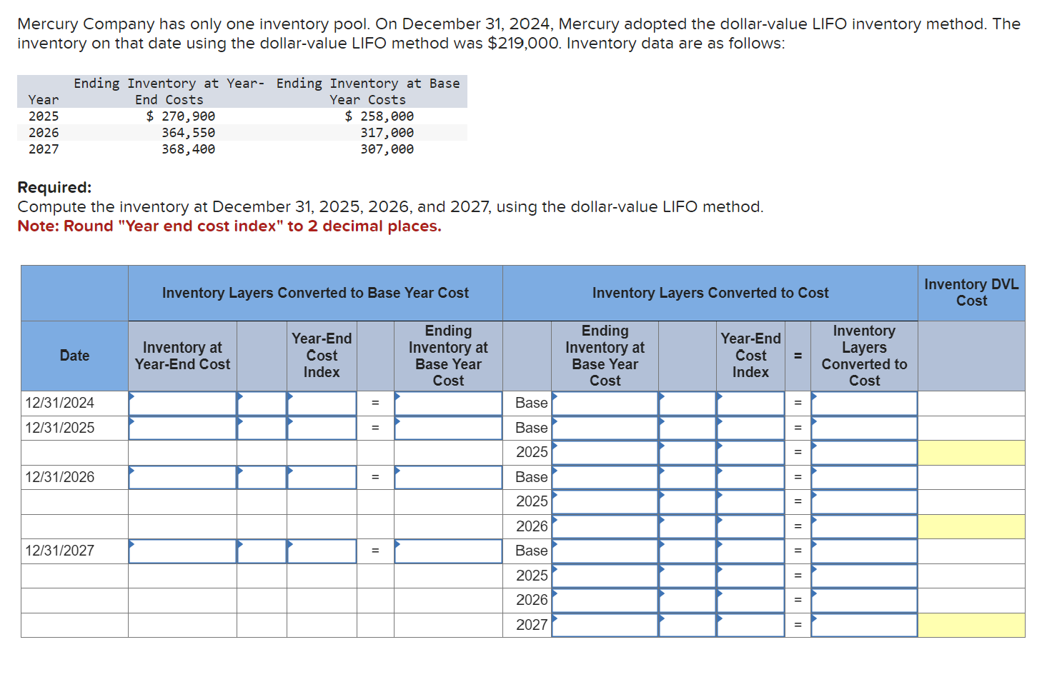 Solved Mercury Company has only one inventory pool. On | Chegg.com