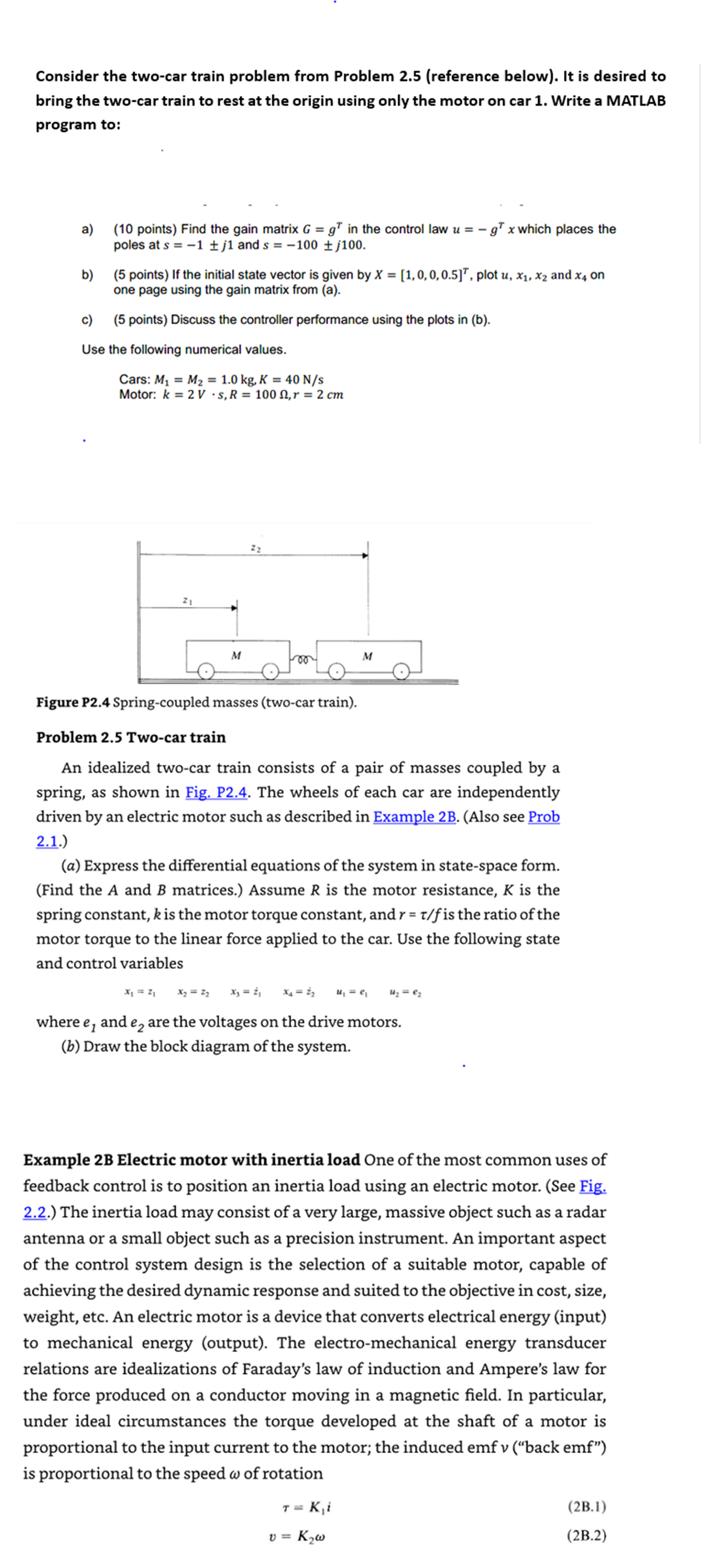 Solved Consider the two-car train problem from Problem 2.5 | Chegg.com