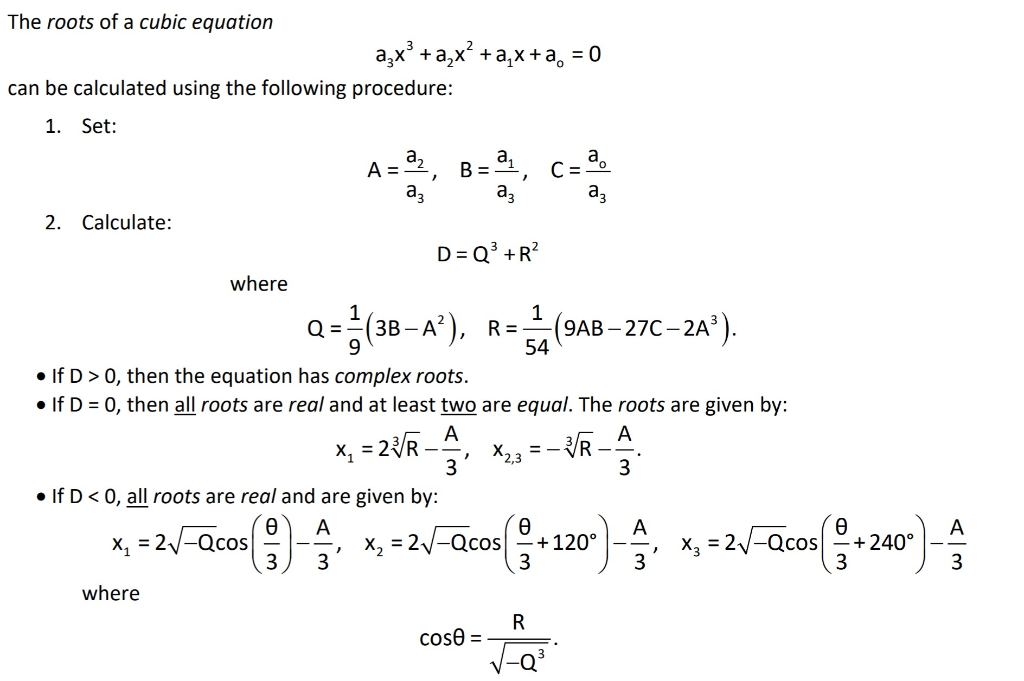 Solved Determine The Real Roots Of A Cubic Equation If The Chegg