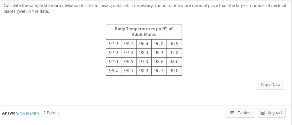 Solved Calculate The Sample Standard Deviation For The