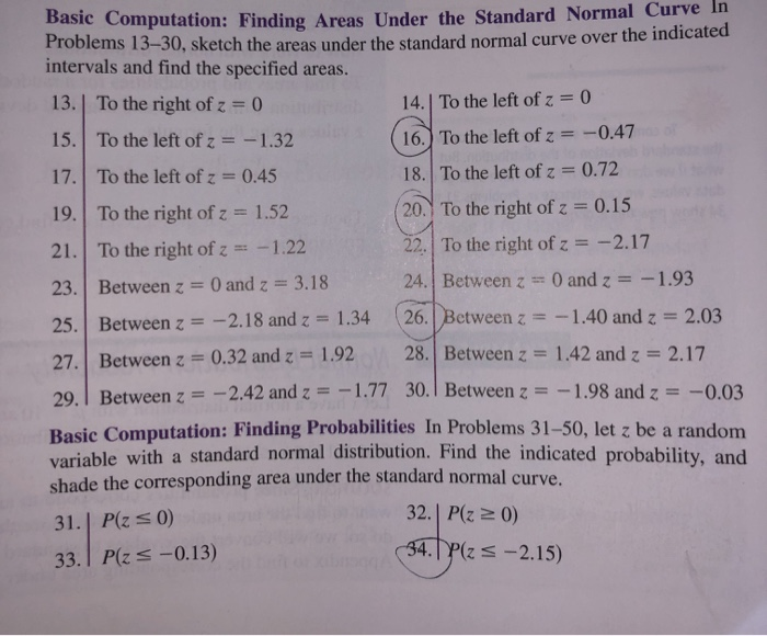 Solved Basic Computation: Finding Areas Under the Standard | Chegg.com